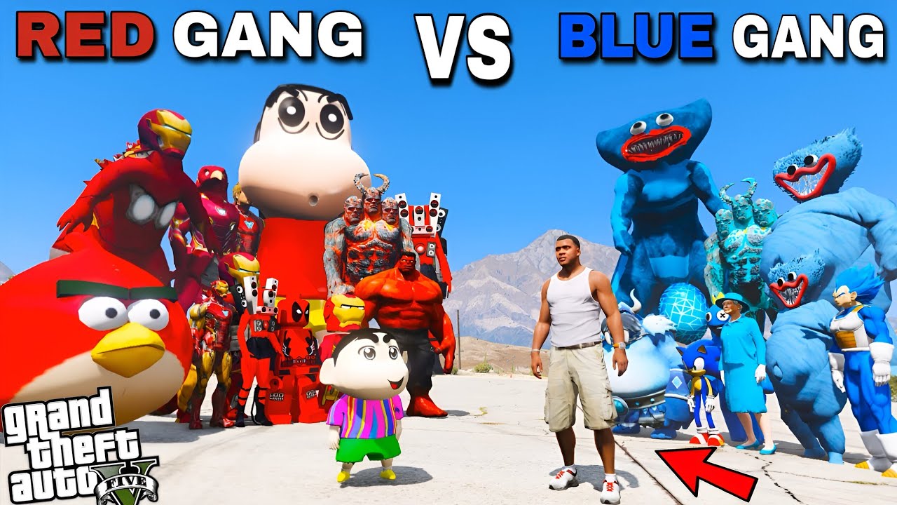Franklin Red Gang Vs Shinchan Blue Gang In GTA 5! - YouTube
