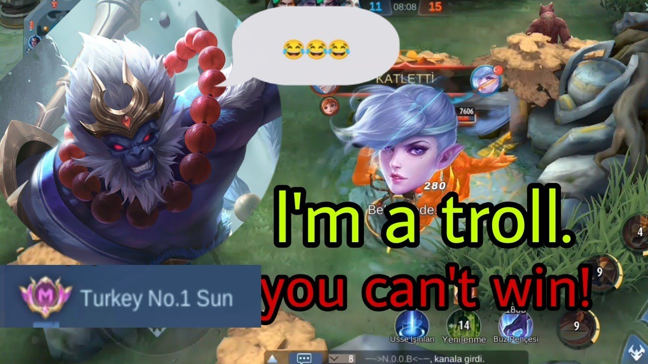 {MOBİLE LEGENDS} TROLL PİCK MİYA Rank +800. Global Sun - YouTube