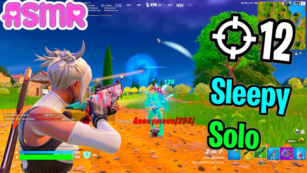 ASMR Gaming 🍀 Fortnite Sleepy Solo Relaxing Gum Chewing + Controller ...