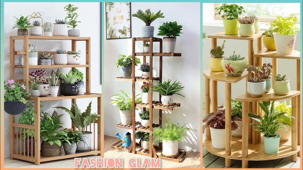 Modest Wooden Plants Racks For Living Rooms/Wood Indoor Plant Stands ...