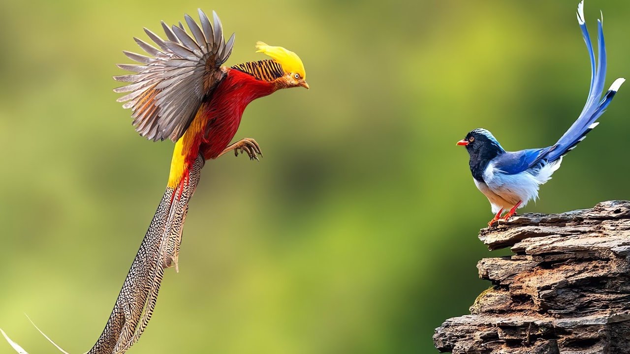 Chinese Golden Pheasant vs American Red Cardinal Northern Cardinal # ...