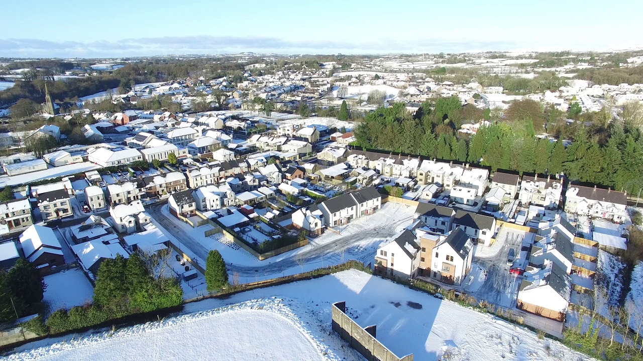 Aerial View of Cullybackey Ballymena in the Snow (4K) - YouTube