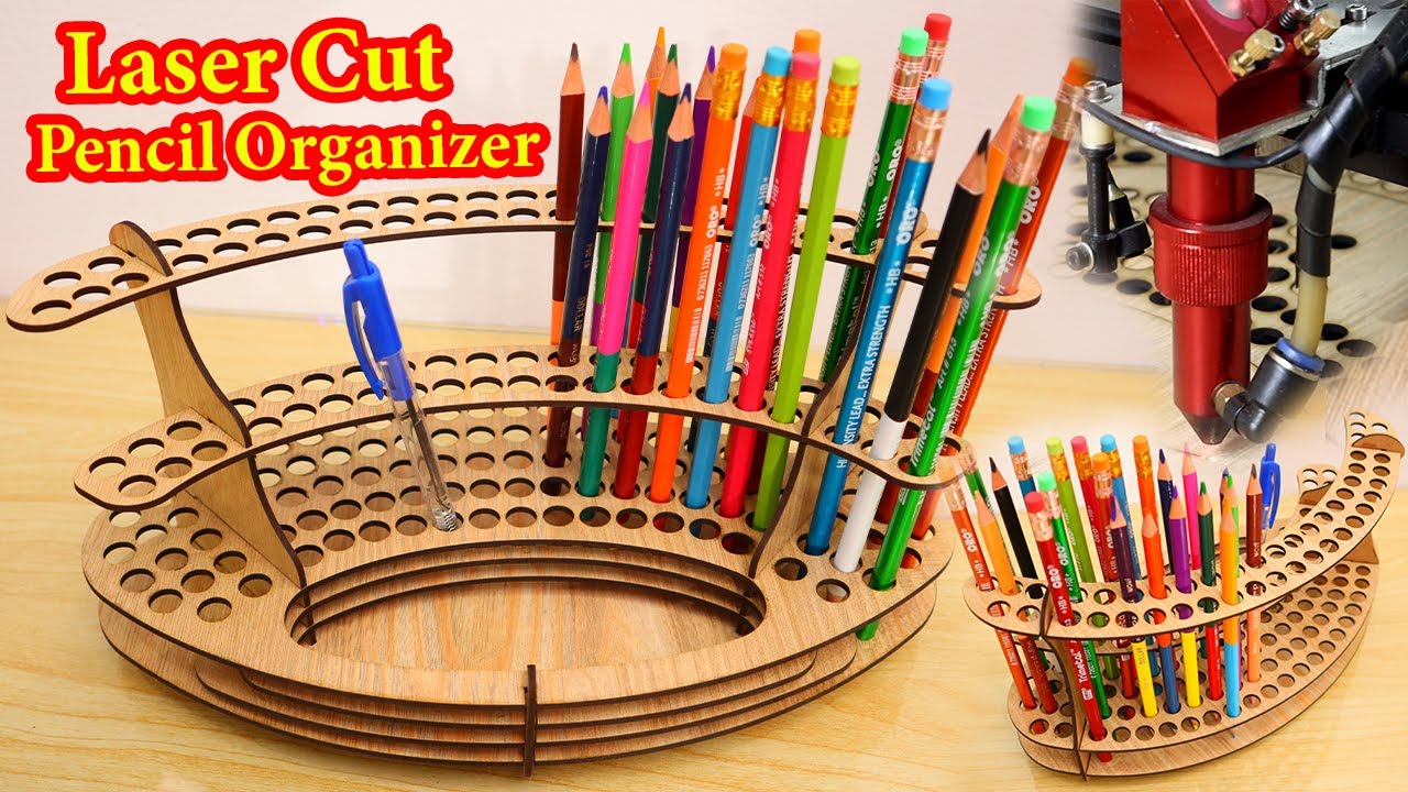 Laser Cut Wooden Pencil Organizer | Pen Holder Desk Organizer DIY ...