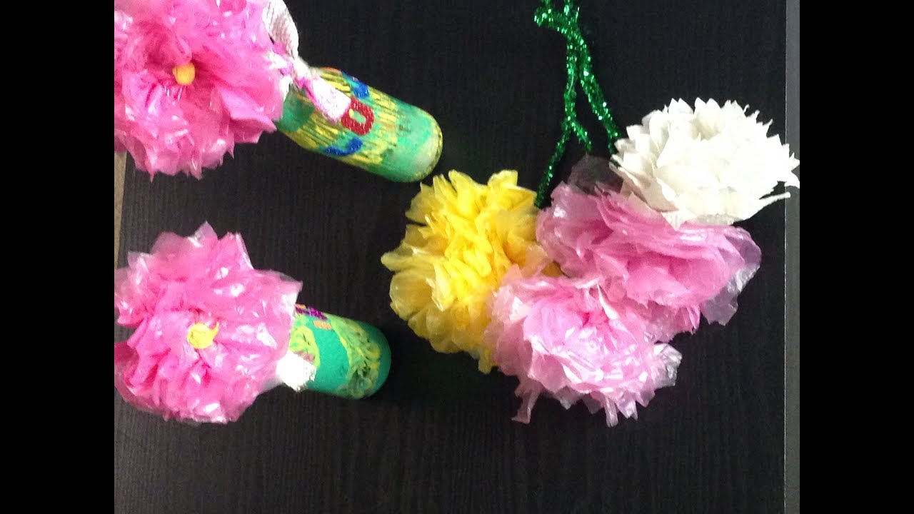 Easy flowers using garbage bags - YouTube