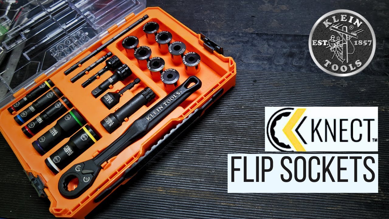 Klein Tools KNECT™ Impact Pass-Through & Deep-Well Flip Socket Set, SAE ...