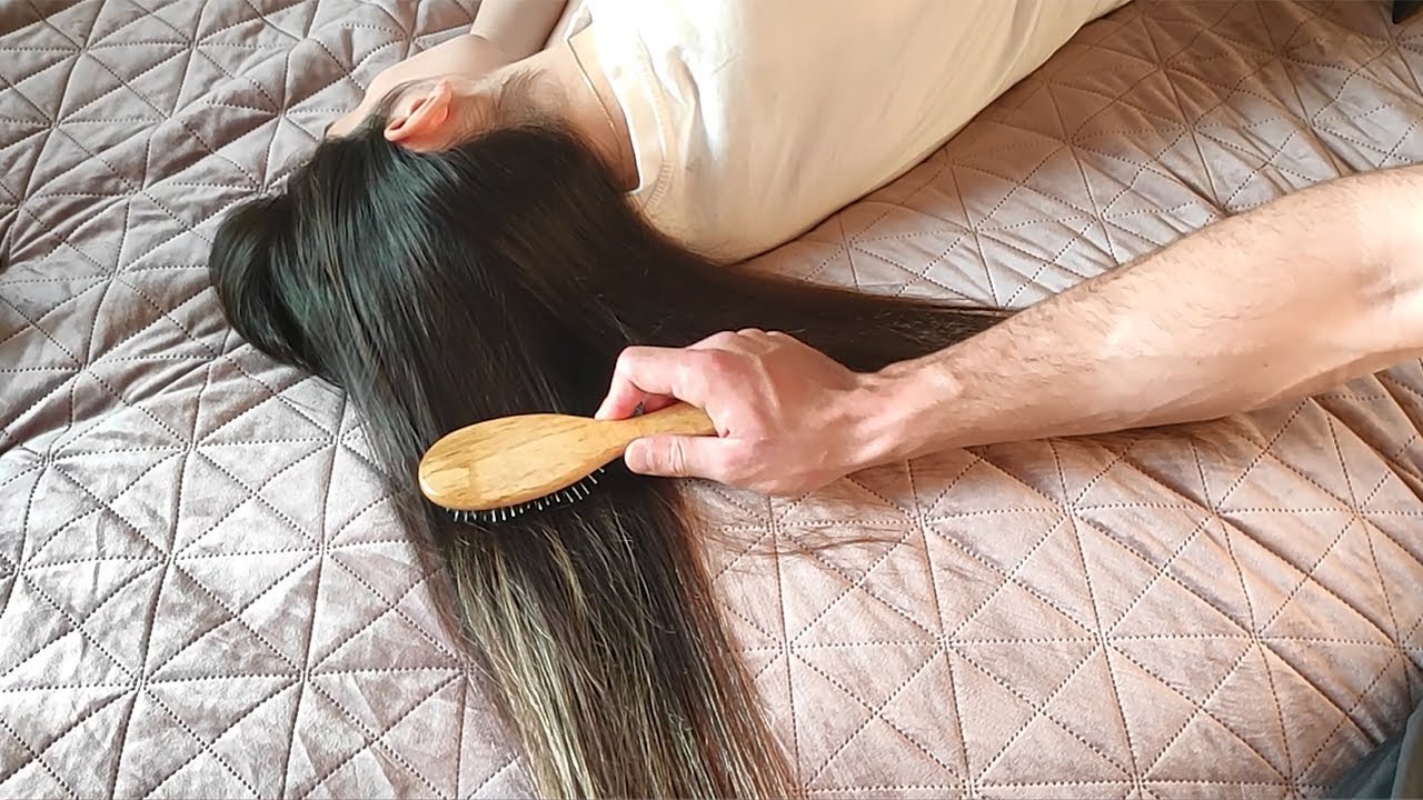 ASMR relaxing hair brushing and play for sleep (No Talking) - YouTube