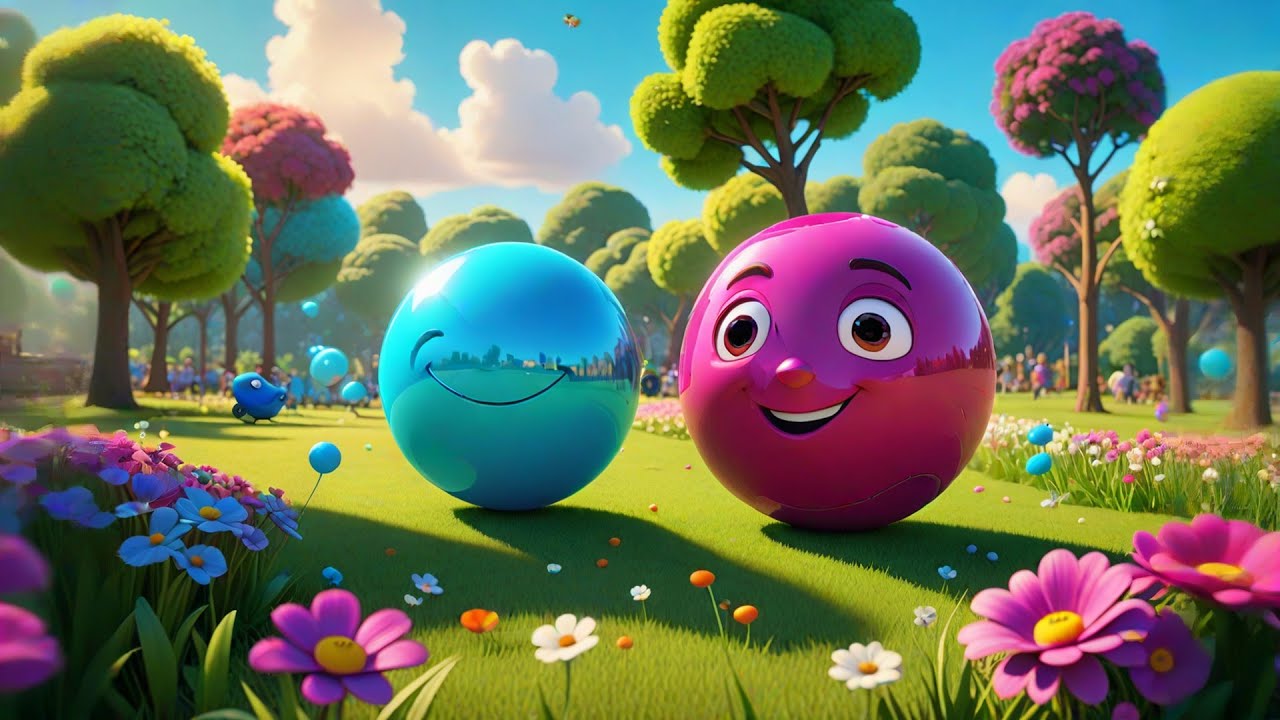 Five Bouncing Balls Go Up and Down | Action Song for Kids | Nursery ...