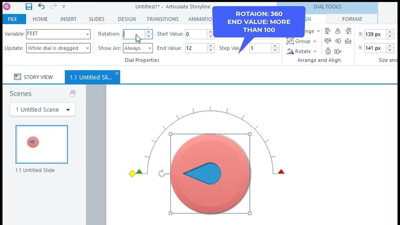 How to use dial in articulate storyline? - YouTube
