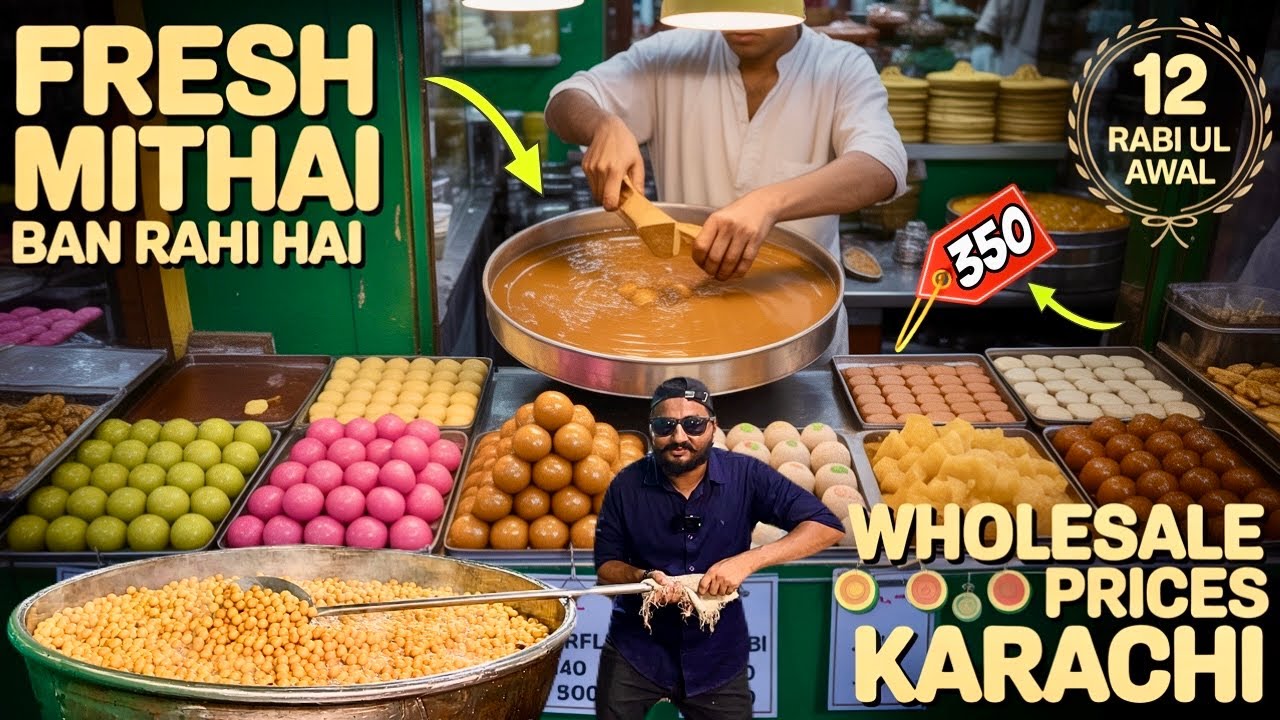 Karachi Wholesale Mithai Shop Visit | Fresh Mithai Making & Latest ...