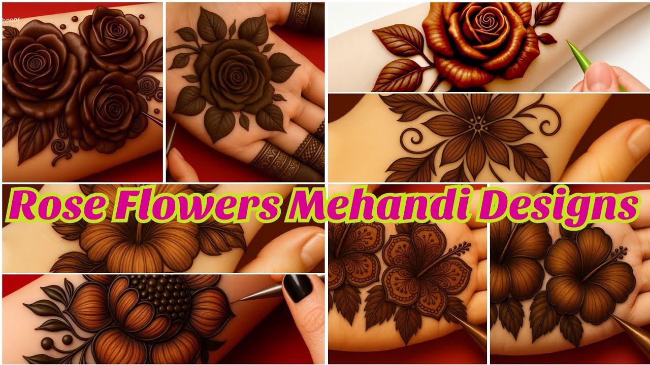 Rose Flower Mehandi Designs || Mehandi ka design || rose mehendi ...
