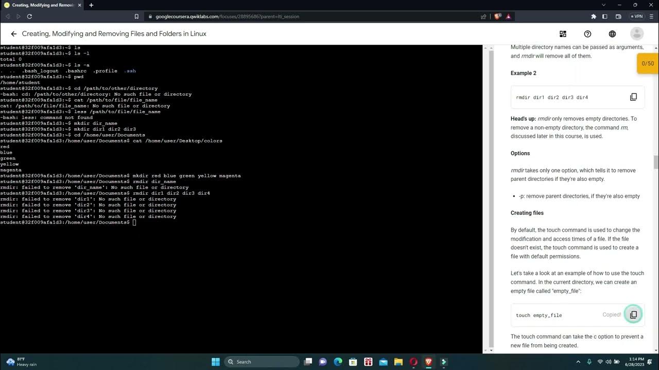 Creating, Modifying and Removing Files and Folders in Linux by Coursera ...