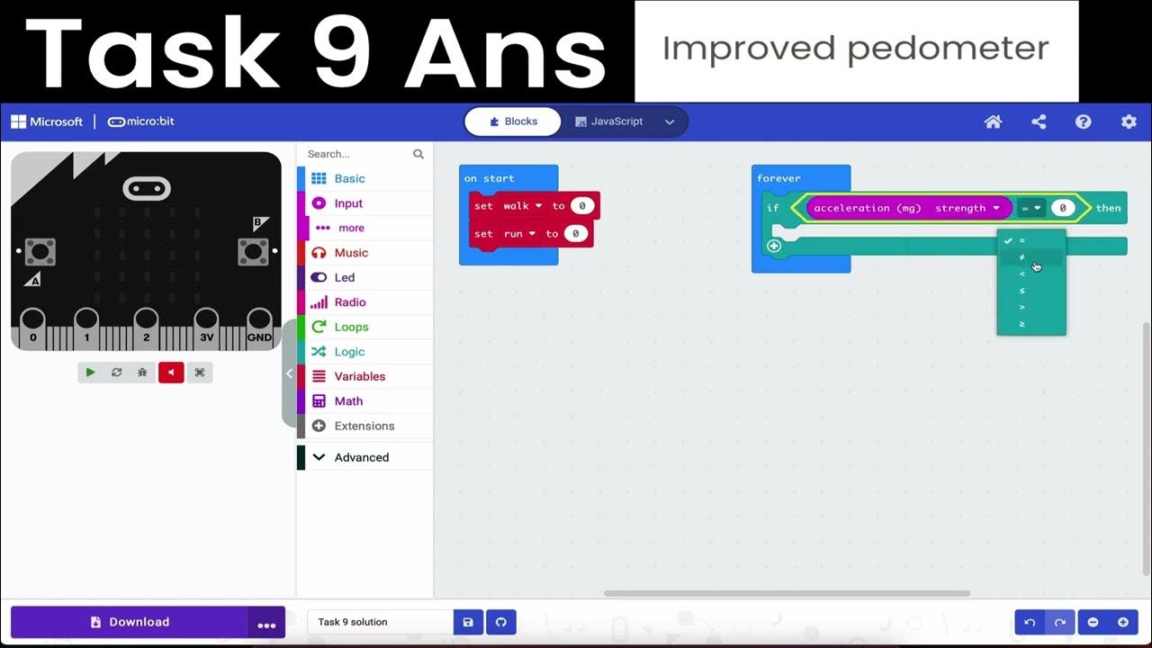 F1 IT Microbit Task 9 - Improved Pedometer solution - YouTube