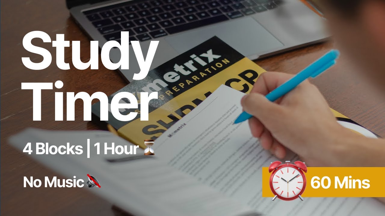 Study Timer: 1 Hour | 4 Blocks of 15 Minutes Each 📖🕒 | No Music - YouTube