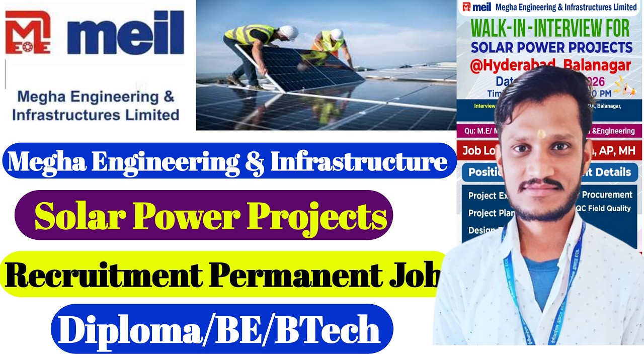 Megha Engineering Recruitment 2026 | Solar Power Projects Jobs | ITI ...