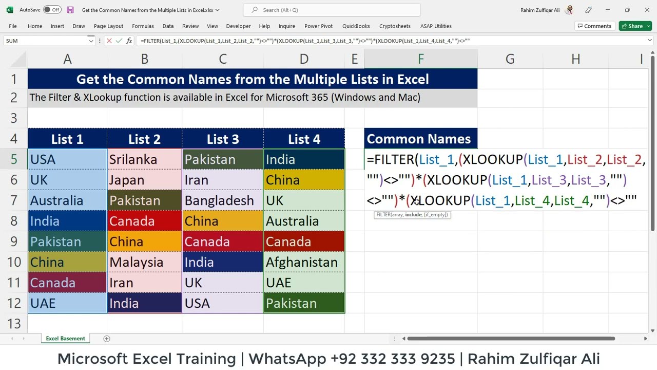 Compare Multiple Lists Extract Matching Common Names In Separate Compare Multiple Lists Extract Matching Common Names In Separate