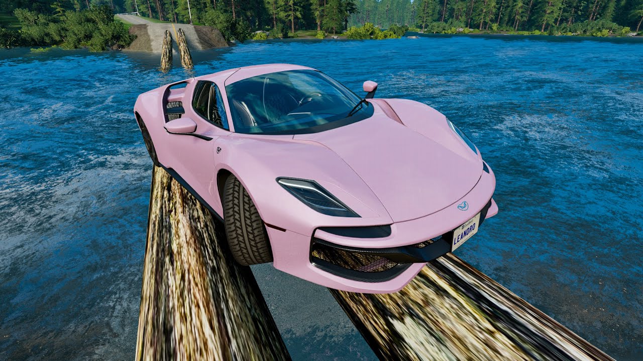 Cars vs Broken Log Bridge Challenge #1 in BeamNG Drive | Leandro BeamNG ...