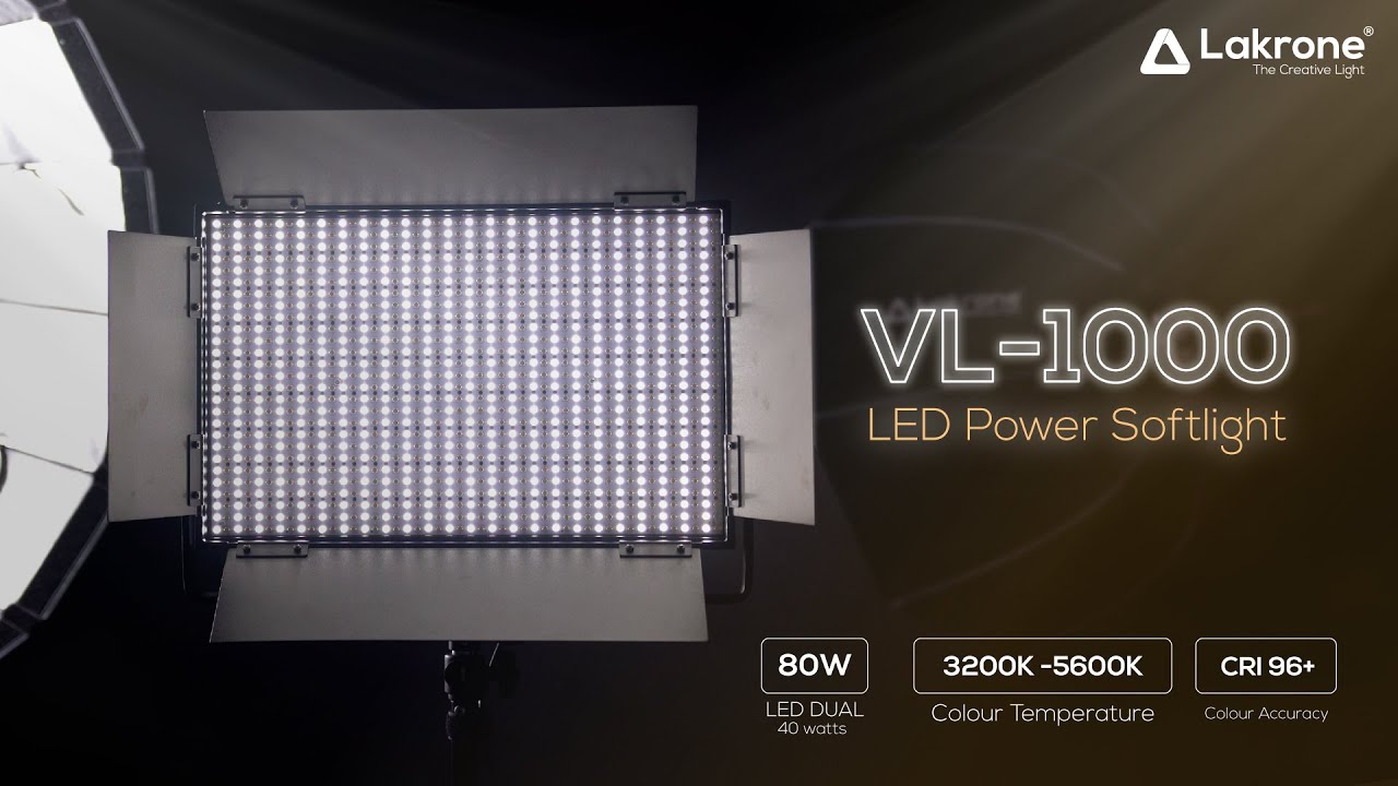 VL-1000 ไฟแบบเต็ม LED Panel กำลังไฟ 80 วัตต์ปรับแสงได้ 3200-5600K พร้อม ...