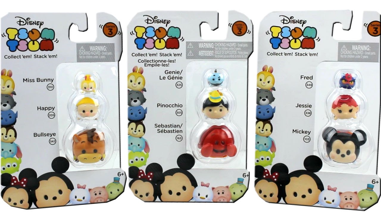 Disney Tsum Tsum Vinyl Figure Series 3 Small 3 Packs Unboxing - YouTube