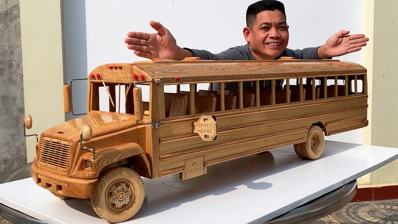 Wood Carving - Classic School Bus (Assembly Process) - Woodworking Art ...