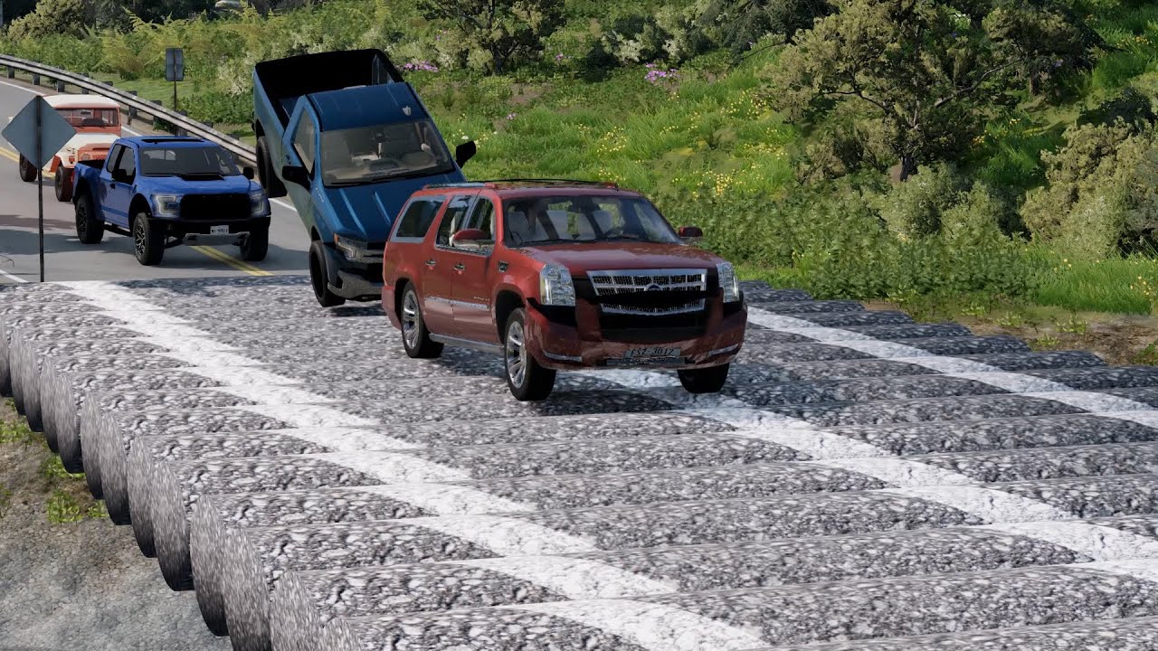 Mobil vs Speed bumps bridge - beamng drive - YouTube