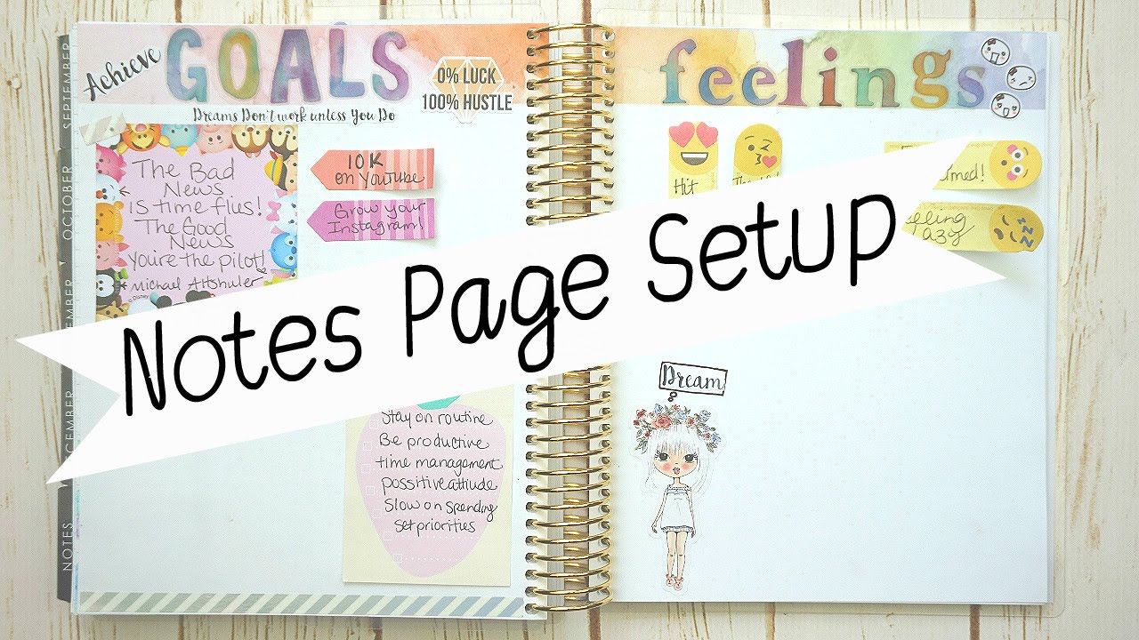 Note Pages setup: Erin Condren Life Planner - YouTube