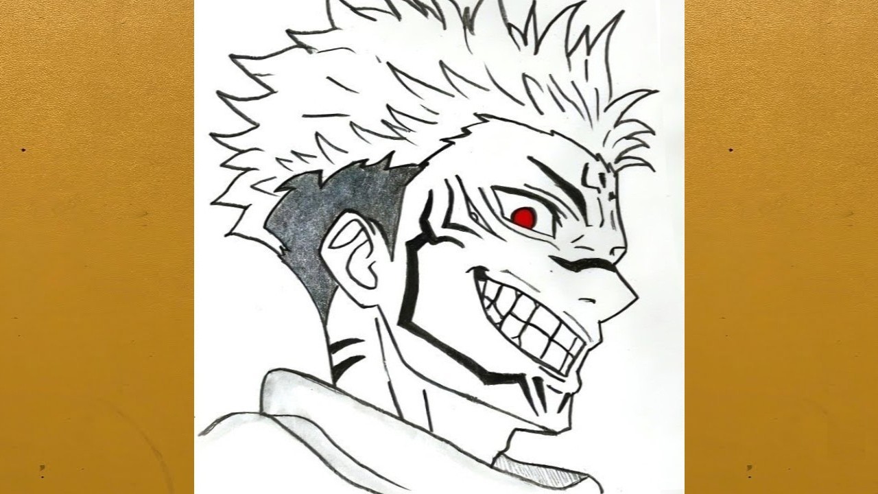 Side Face Sukuna Drawing Step-by-Step | Anime Drawing | Jujutsu Kaisen ...