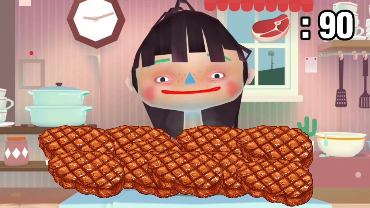 A Girl Eats 100 Pieces of Steak (Toca Kitchen 2) - YouTube