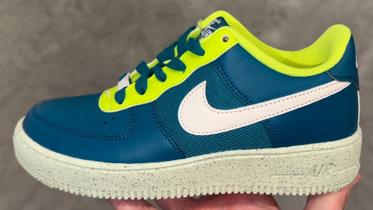 Nike Air Force 1 Crater Next Nature Bright Spruce Volt Shoes - YouTube