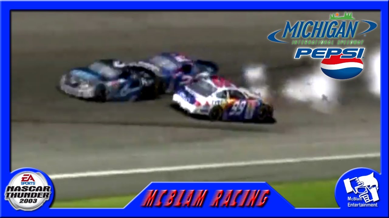 NASCAR Thunder 2003 (PS2) Gameplay - 2004 Pepsi 400 at Michigan - YouTube