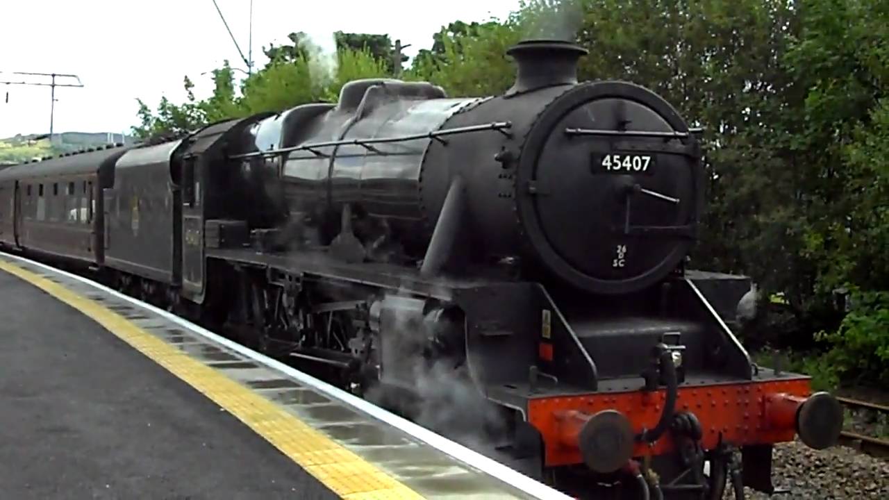 Steam engine 45407 departs Dumbarton central. 7th August 2009 - YouTube