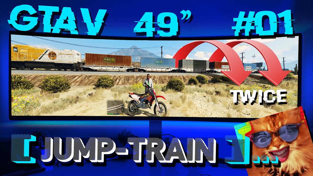 GTA V - JUMP OVER TRAIN (TWICE) - [ 49" Monitor ] - 4K - Part 1 - YouTube