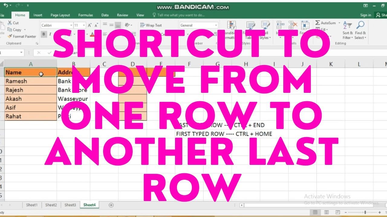 How To Move From One Row To Another Row In Ms Excel YouTube How To Move From One Row To Another Row In Ms Excel YouTube