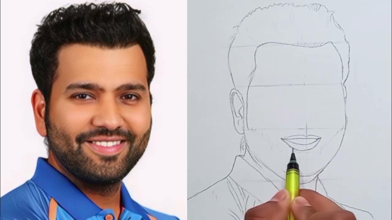 Rohit Sharma Drawing easy || rohit sharma drawing easy step - YouTube