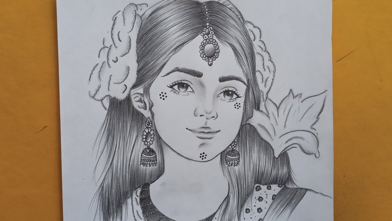 radharani drawing || radhakrishna - step by step Pencil drawing for ...