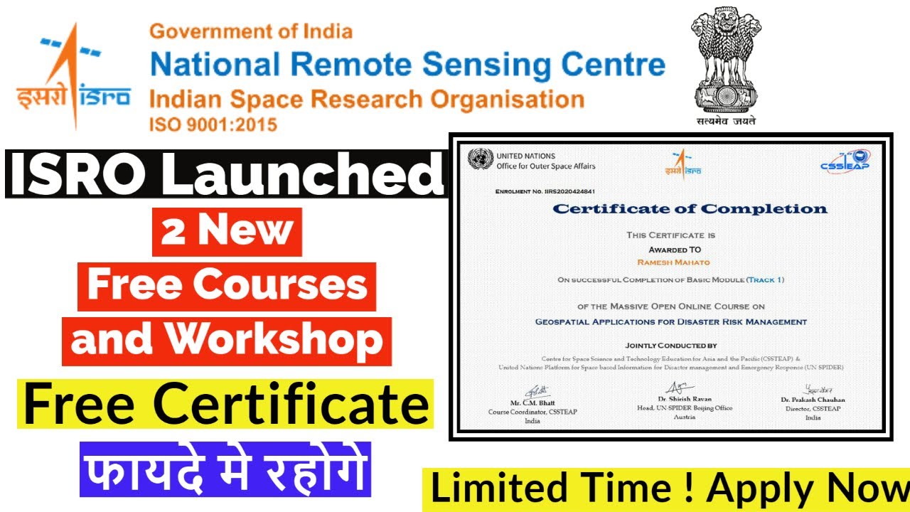 ISRO Launched 2 New Free Courses and Workshop | Free Certificate | ISRO ...