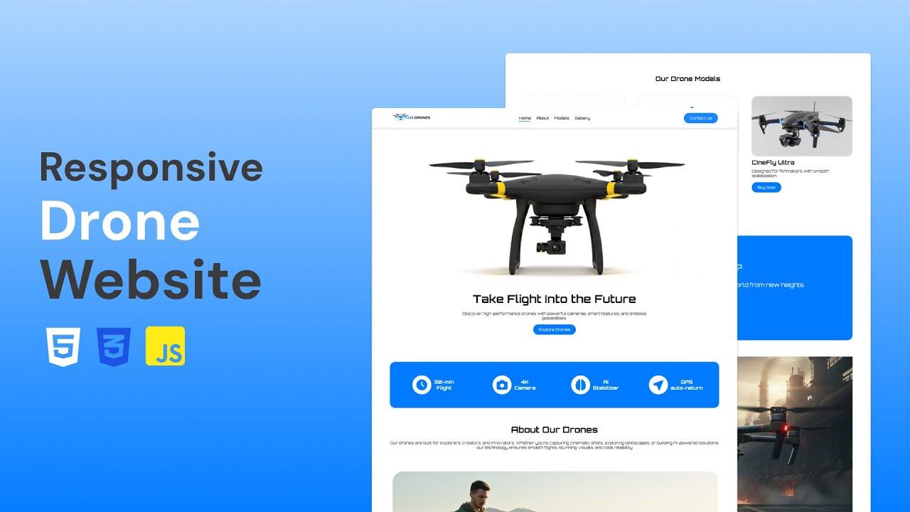 Build a Modern Drone Website | HTML CSS JavaScript Tutorial (Step-by ...