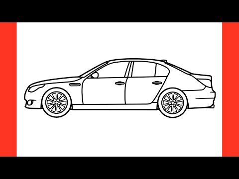 How to draw a BMW M5 E60 easy / drawing bmw 5 series v10 step by step