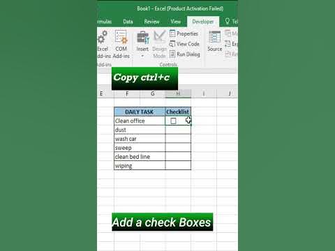 how to add check boxes in excel - YouTube