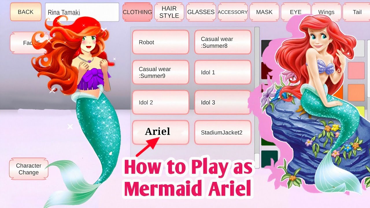 How to Play as Disney Princess Ariel 🧜‍♀️ in Sakura School Simulator ...