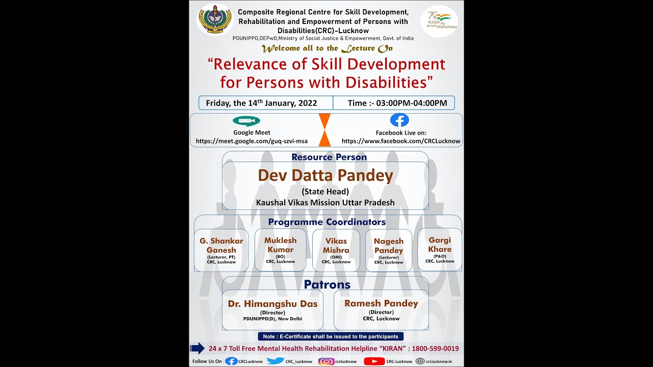 Lecture on “Relevance of Skill Development for Persons with ...