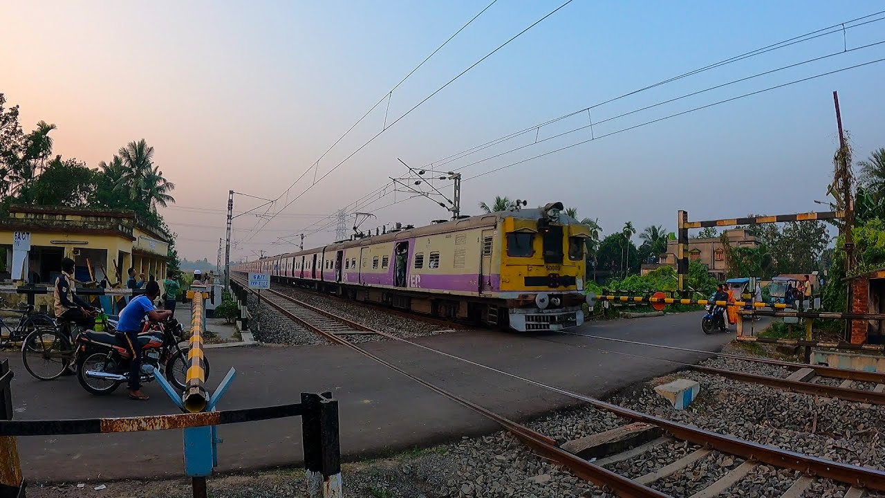 Speedy Colorful Old vintage Jessop EMU local Train Furiously crossing ...