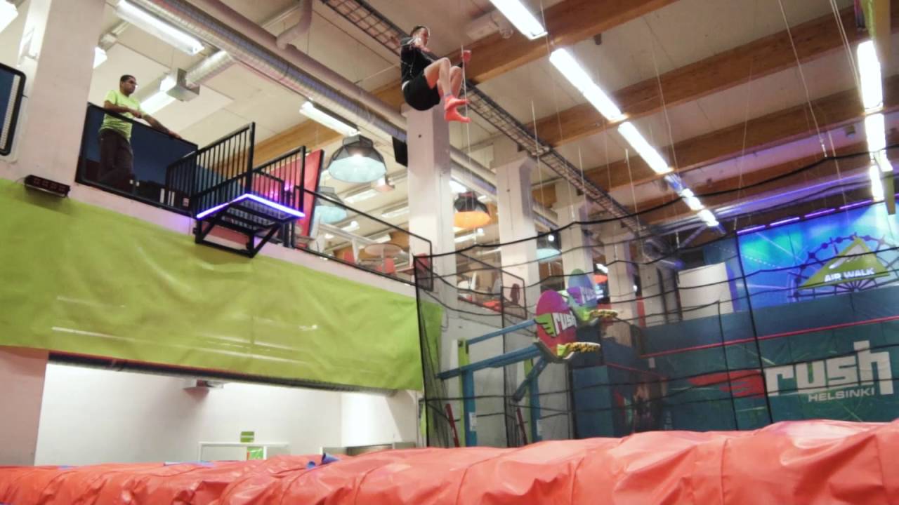 Slow motion in Rush Helsinki trampoline park - YouTube