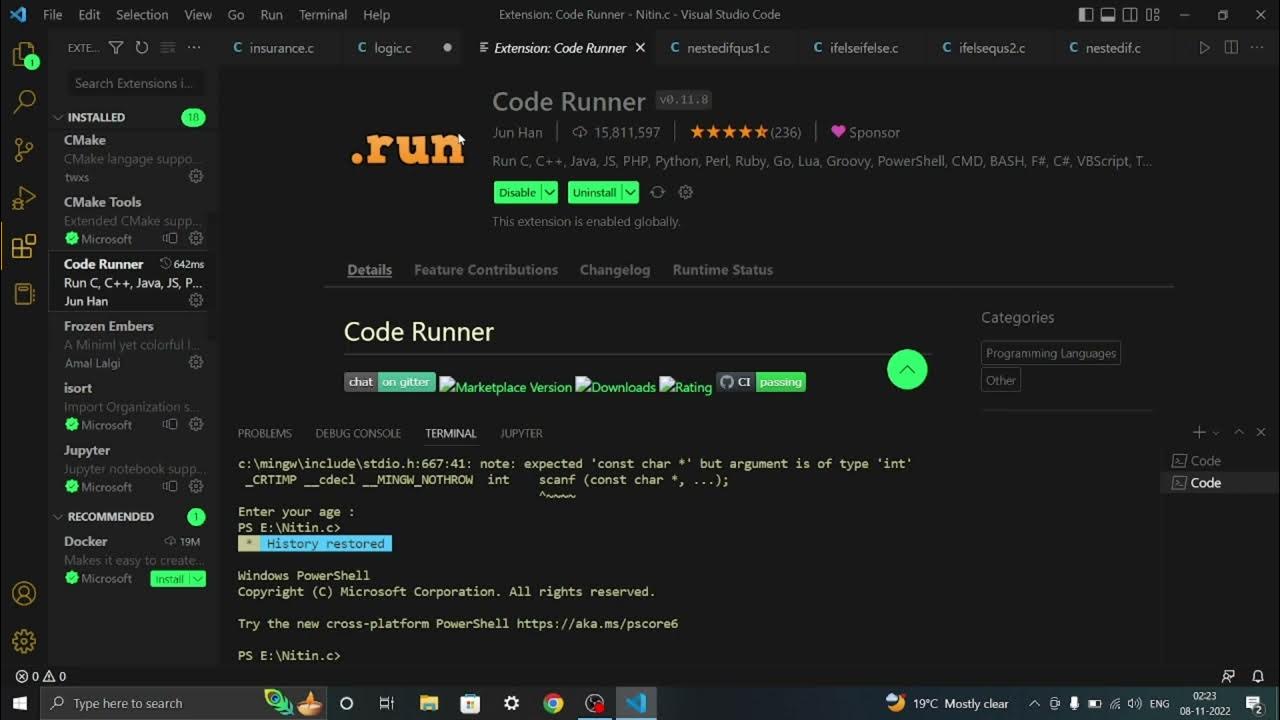 Extention Download For Vs Code Dark Themes Suggetion Code Runner Coding Programming