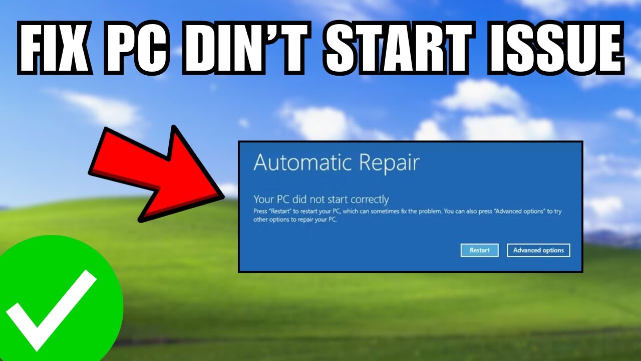 How Fix Your PC Did Not Start Correctly Windows 10 / Windows 11 - YouTube
