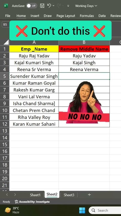 Except Tips And Tricks Removemiddlename Exceltipsandtricks Msexcel Excelhacks Excel