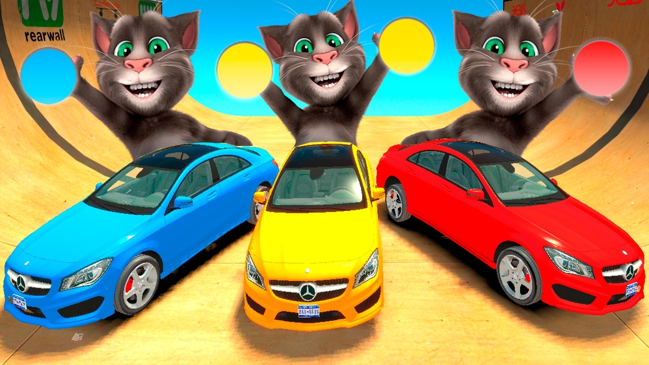 Crazy Talking Tom Learn Color with Super Cars! Learning for Toddlers ...