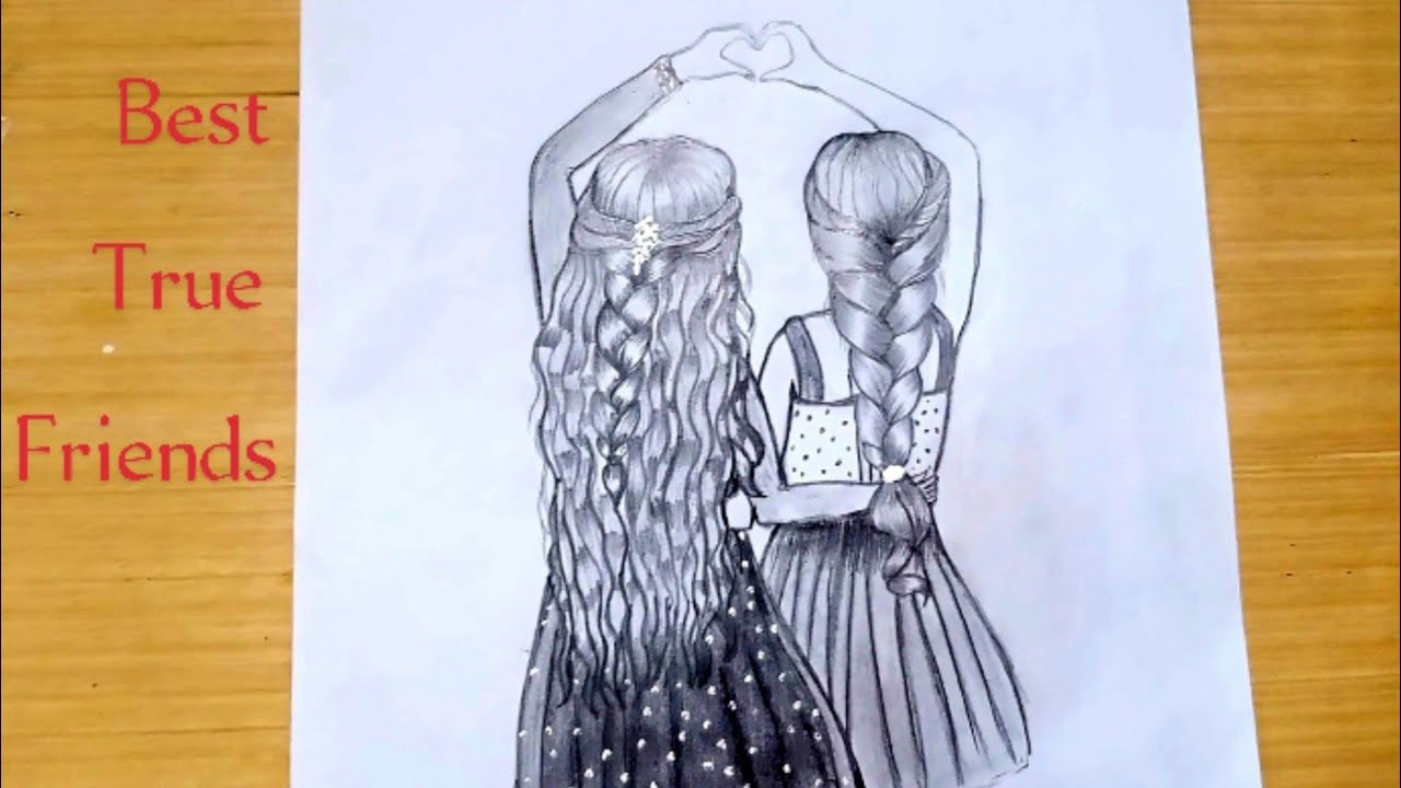 How to draw a two best friends Hugging// best friend Drawing//M.S ...