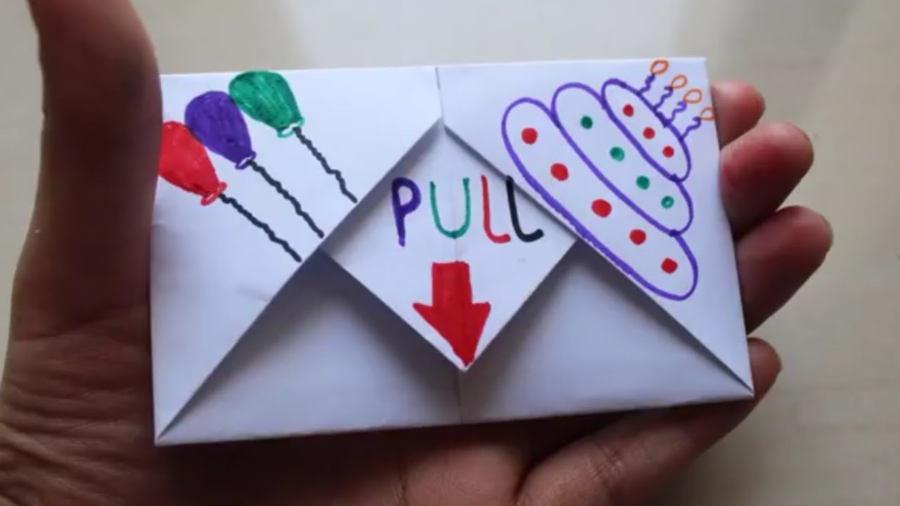 DlY-pull tab origami Envelope card|| Letter folding origami|| birthday ...