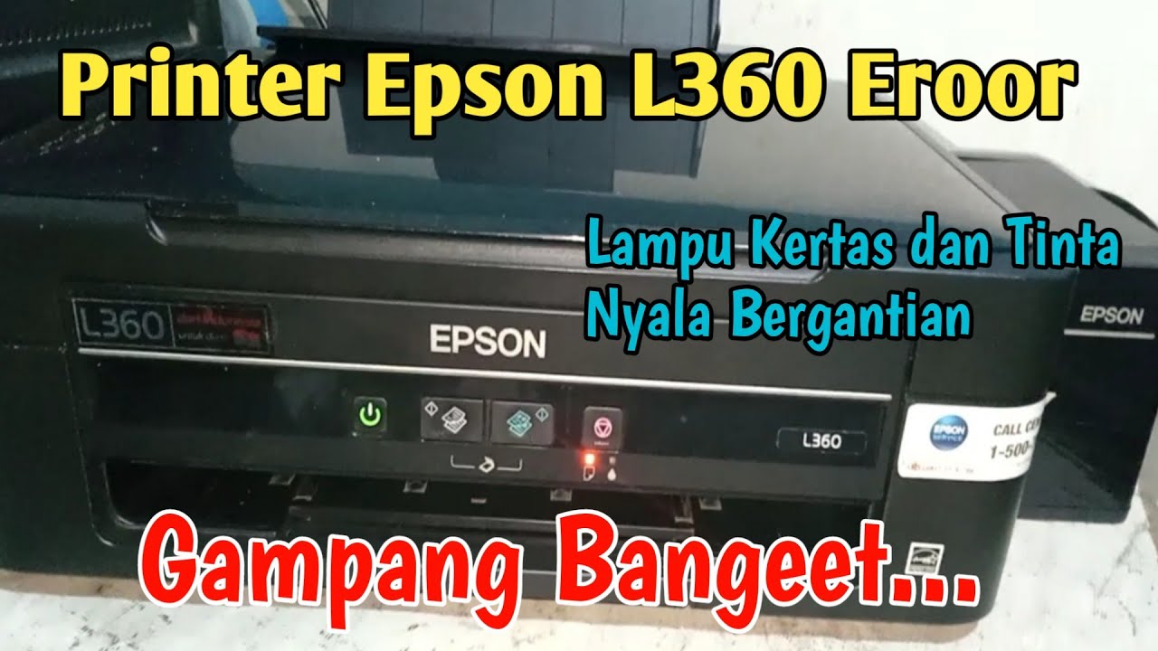 How to reset printer epson L360 eror || Lampu kertas dan tinta berkedip ...