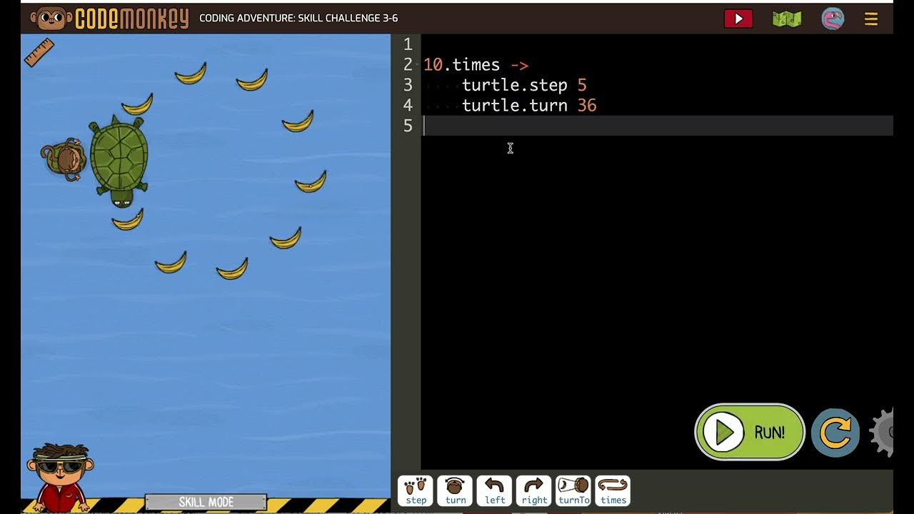 CodeMonkey Skill Mode 3-6 - YouTube